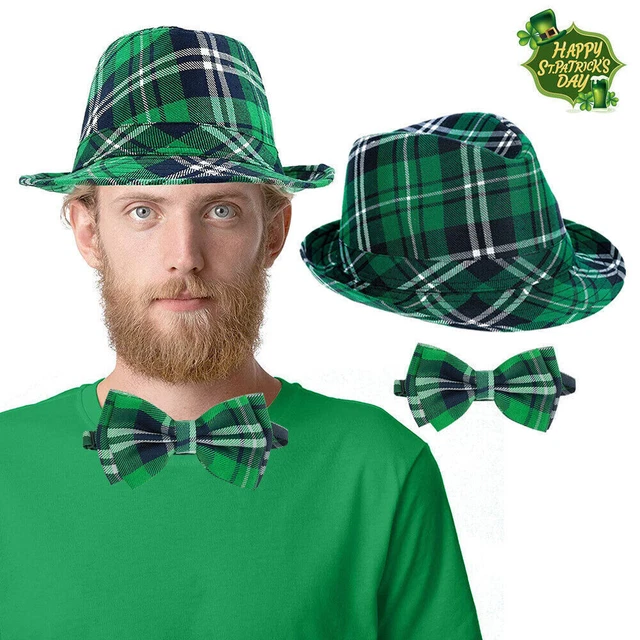 ST PATRICKS DAY Hat Bow Tie Set Irish Fancy-Dress Leprechaun Costume ...