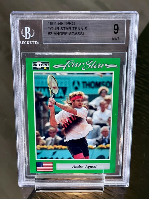 1991 NETPRO TOUR Star Tennis #3 ANDRE AGASSI (RC) ROOKIE BECKETT 9 MINT ...