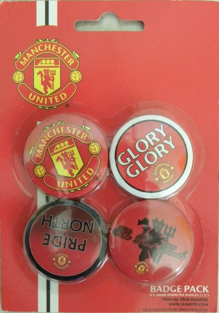 LOT PACK DE 4 Badges Officiels Manchester Unites Club Anglais Neuf Sous ...