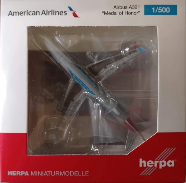 HERPA WINGS 1:500 Airbus A321 American Airlines Medal of Honor N167AN (537162) EUR 34,99 ...