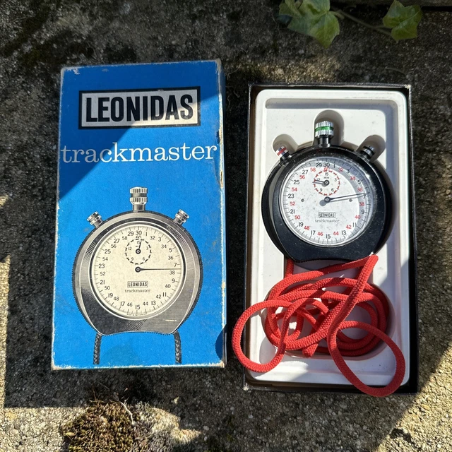 ANCIEN VINTAGE CHRONOMÈTRE HEUER LEONIDAS TRACKMASTER dans sa boite d ...