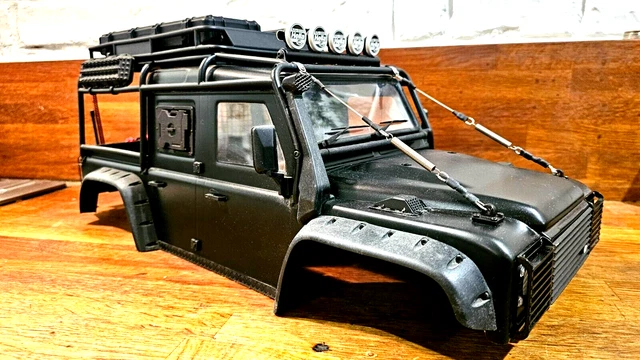 TRX4 DEFENDER D110 Black Custom Body with accessories 1/10 Rc Crawler ...