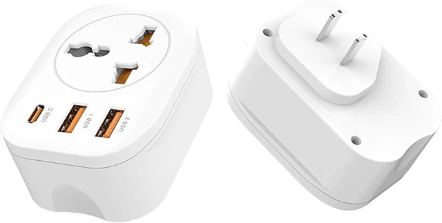 EUROPEAN TRAVEL ADAPTER, Addtam International Power Plug with 3 USB(2 ...