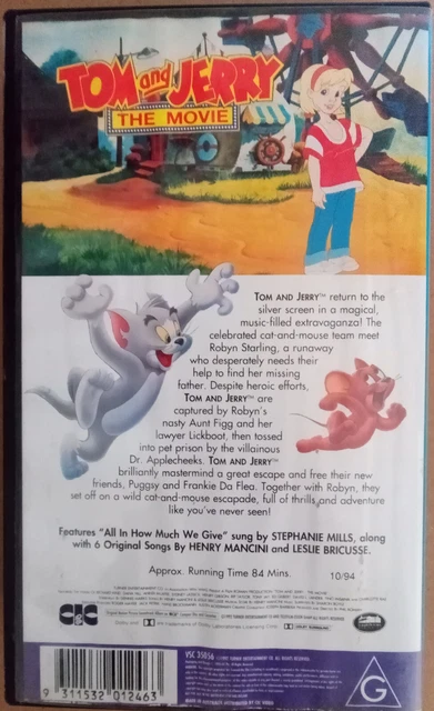 TOM AND JERRY The Movie VHS video cassette PAL 1992 Turner Pictures ...