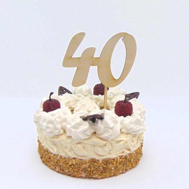 WOODEN 40TH BIRTHDAY Cakes Number, 40th Wedding Day, Cake Topper £4.29 ...