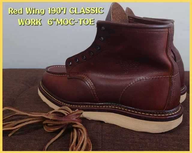 RED WING BOOTS 1907 CLASSIC WORK 6" MOC-TOE US:7.5D Leather Brown ...