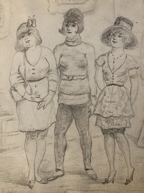 VERY NICE DRAWING Femme Au Museum Front One Painting Pencil 1960 to ...