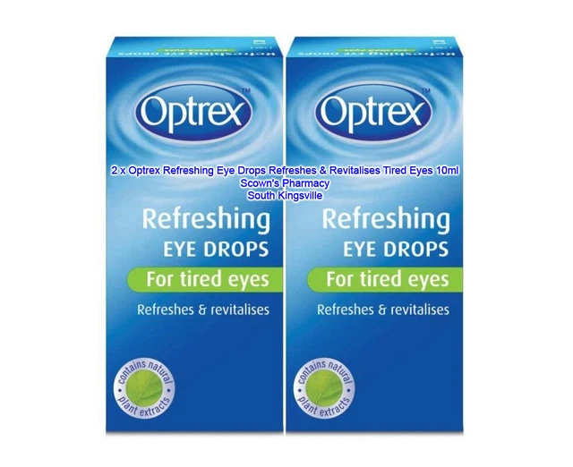2 X OPTREX Refreshing Eye Drops Refreshes & Revitalises Tired Eyes 10ml ...