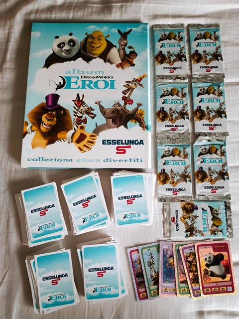 ALBUM FIGURINE CARD DREAMWORKS Eroi Esselunga cartoni 2012 LIMITED ED ...