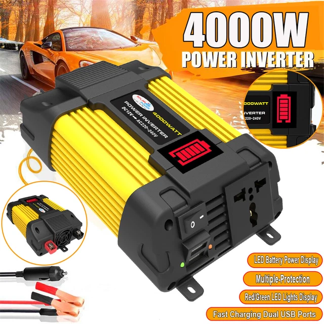 4000W CAR POWER Sine Wave Inverter w LED Display DC 12V To AC 220V ...