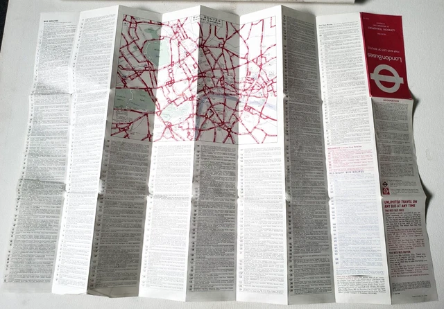 VINTAGE 1976 LONDON BUSES Transport Schedule Map and List of Routes $6. ...