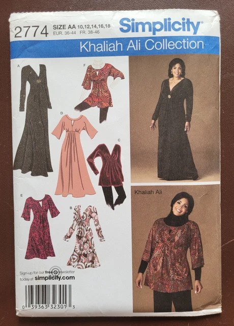 S-2774 KNIT DRESS Khaliah Ali Sewing Pattern Simplicity SZ 10-12-14-16 ...