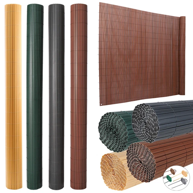 PVC GARDEN PRIVACY Screen Fence Border Panel Balcony Bamboo Effect ...