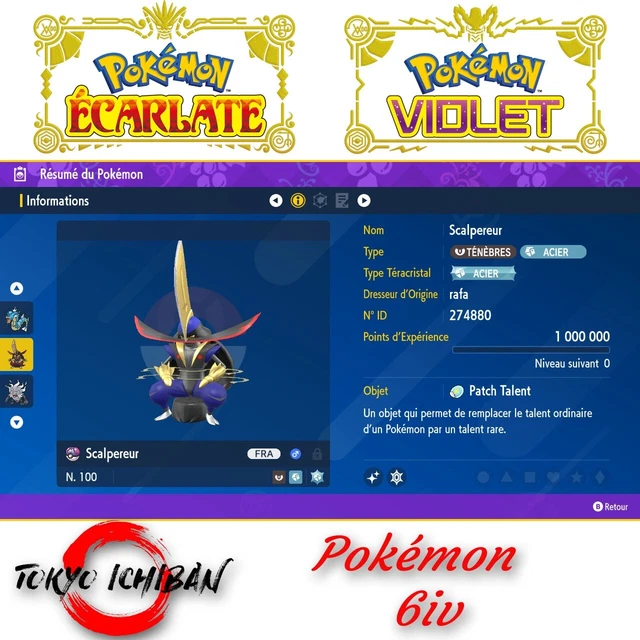 POKEMON VIOLET & Pokémon Ecarlate SCALPEREUR SHINY 6iv level 100 Switch EUR 1,99 - PicClick FR