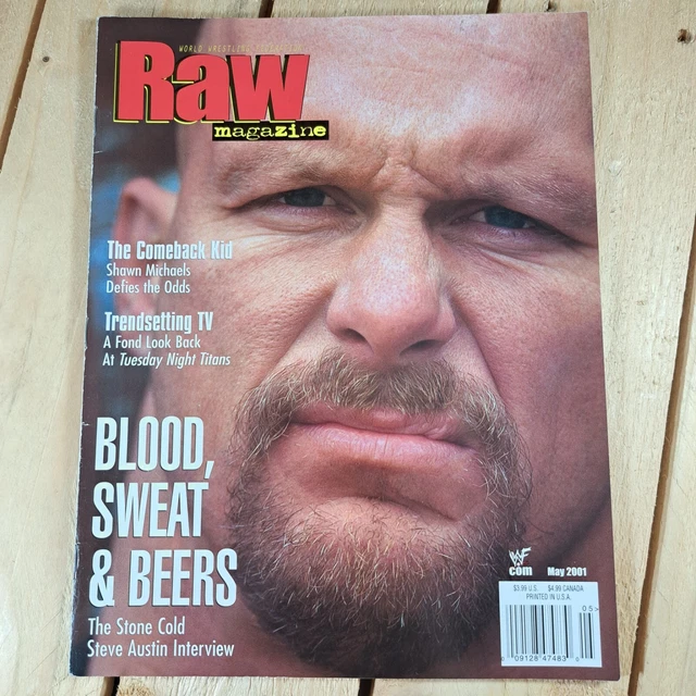 WWF RAW BLOOD, Sweat & Beers Steve Austin May 2001 Wrestling Magazine ...