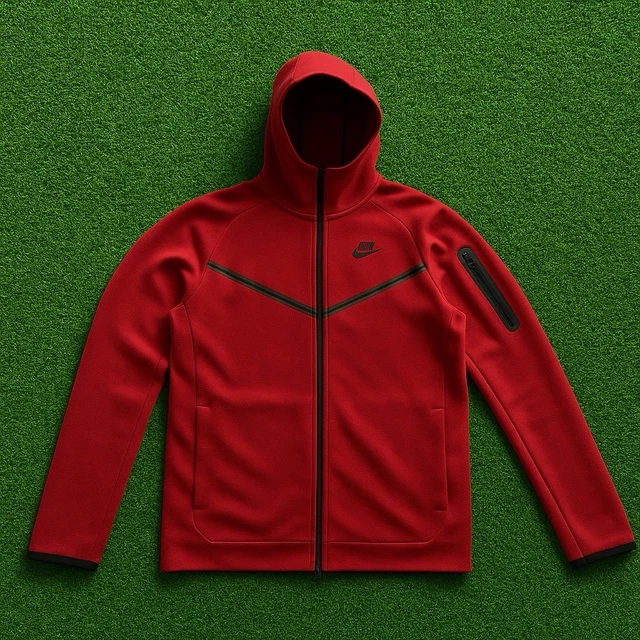 NIKE TECH FLEECE Red Hoodie £42.32 - PicClick UK