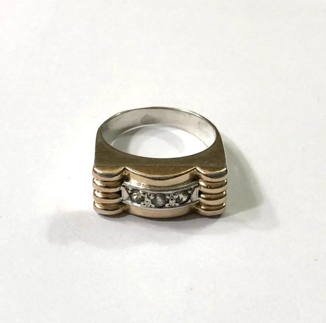 ANCIENNE BAGUE TANK en argent massif et vermeil Bijoux ART DECO Taille ...