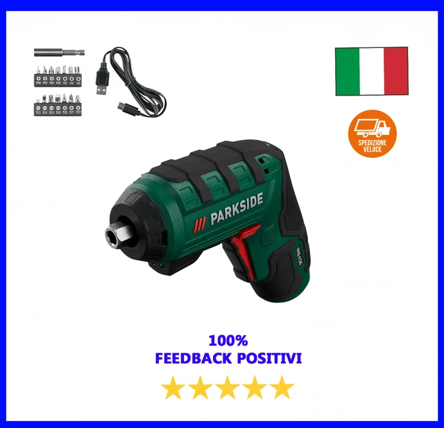 AVVITATORE RICARICABILE PARKSIDE PAS 4 D6 Parkside Set 15 Pezzi 200 ...