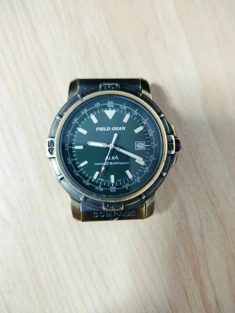 MONTRE À QUARTZ Seiko Alba Field Gear avec boussole V722-6A80 EUR 140 ...