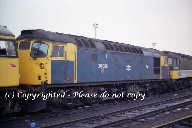 35MM COLOUR NEGATIVE DIESEL RAILWAY CLASS 26 26039 THORNABY 1989 WITH ...