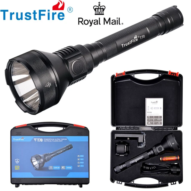 HIGH POWERED 1000M Long Range Tactical Hunting Flashlight Rechargeable ...