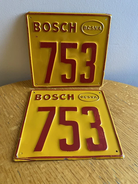 SNOWMOBILE LICENSE PLATE Pair BC Canada 1960’s Bosch B.C.S.V.A. RARE ...
