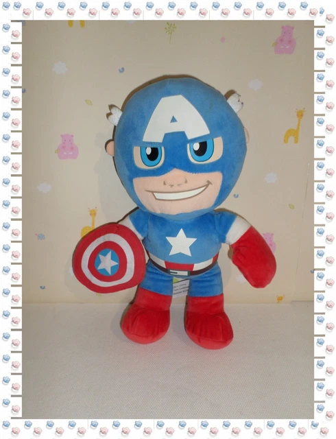 PELUCHE DOUDOU CAPTAIN America Super Héros Avengers MARVEL PTS 35 CM ...