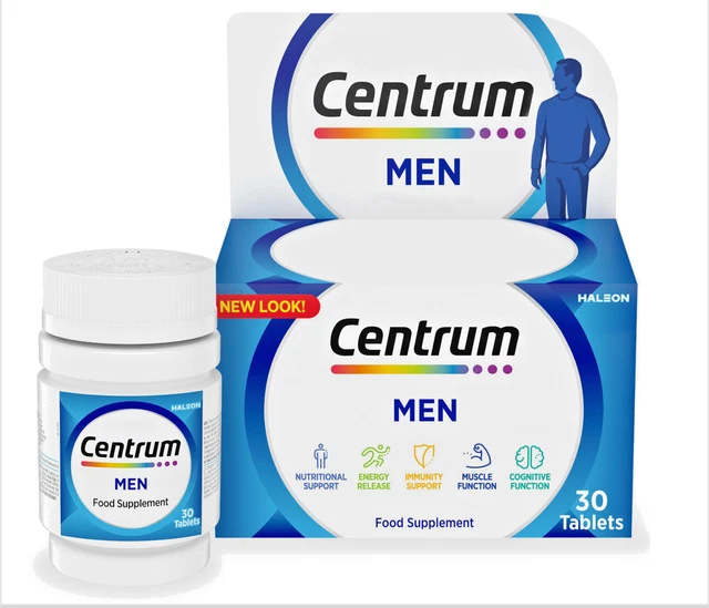 CENTRUM MEN MULTIVITAMINS | 24 key nutrients | 2 X 30 Total 60 Tablets ...