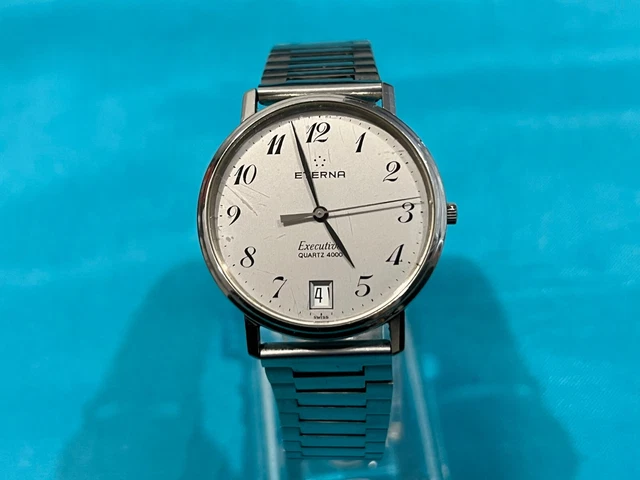 VINTAGE ETERNA EXECUTIVE Quartz 4000 Swiss Made Watch Date Armbanduhr ...