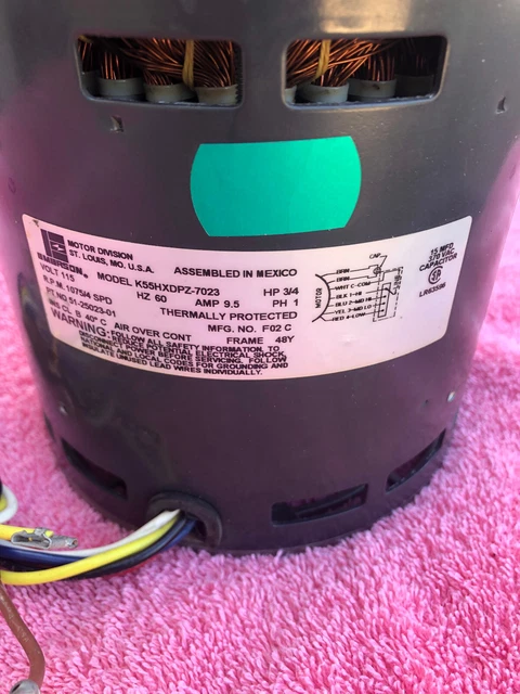 EMERSON US MOTORS Furnace Blower Motor 3/4 HP 115v Model K55HXDPZ-7023 ...