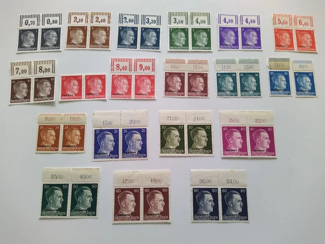 GERMAN STAMPS THIRD Reich WW2 OP Ukraine Hitler Head Stamps Top Margin ...