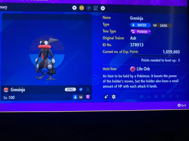 POKEMON SCARLET AND Violet Shiny Greninja 6IV Battle Ready Fast ...