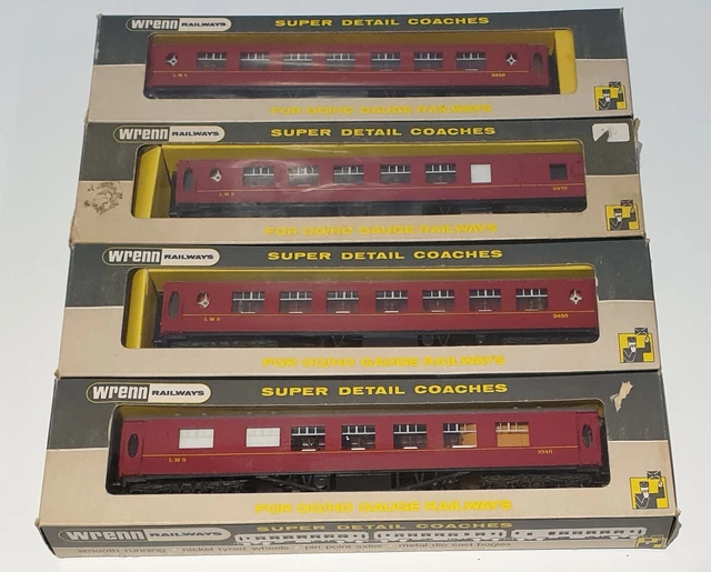 WRENN RAKE OF 4 L.M.S COACHES W6010 x 2, W6009 & W6011 - EXCELLENT ...