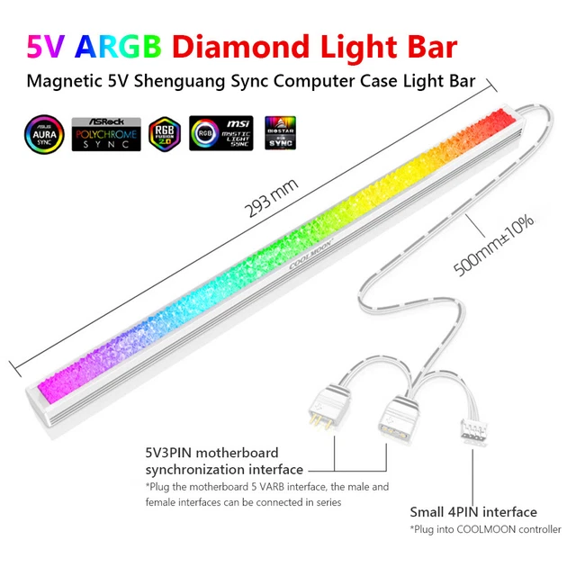 ARGB LED STRIP Light 5V 3Pin/Small 4Pin Diamond Magnetic Lamp Bar ...