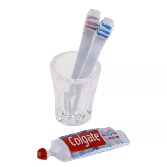 4PCS/SET 1:12 DOLLHOUSE Miniature Mini Toothpaste Toothbrush Cup ...