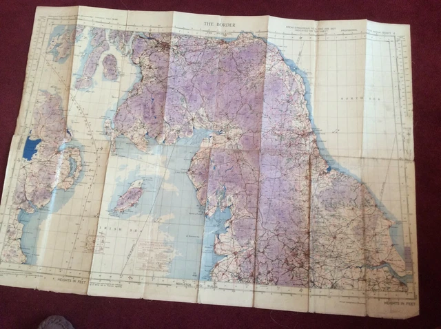 RAF WW2 FLYING Map 1943 Airfields Scottish Border Edinburgh Carlisle ...