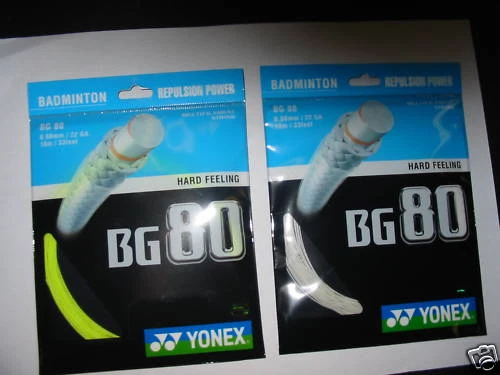 2 PACKS GENUINE Yonex Badminton String, BG-80, 10m each, White or ...