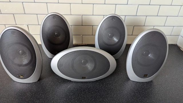 KEF HTS1001 KHT1005 ( 5 Piece) EGG SATELLITE SPEAKER SYSTEM..IN VGC £42 ...