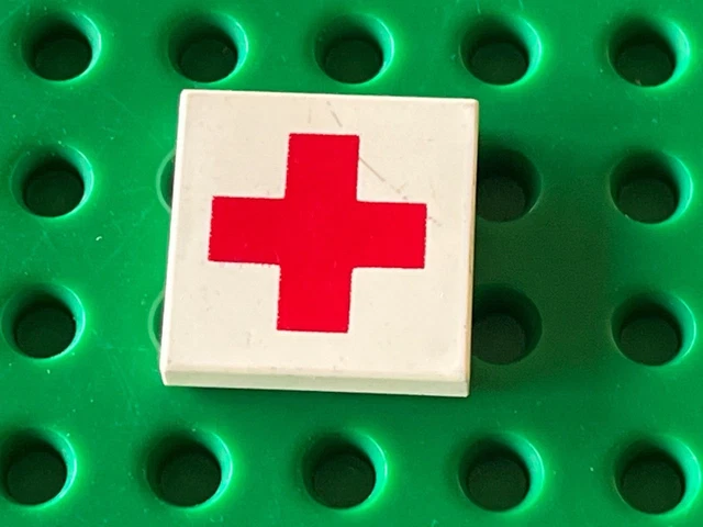 LEGO TILE 2X2 with Red Cross Pattern ref 3068bp52 / set 6380 6356 6688 ...