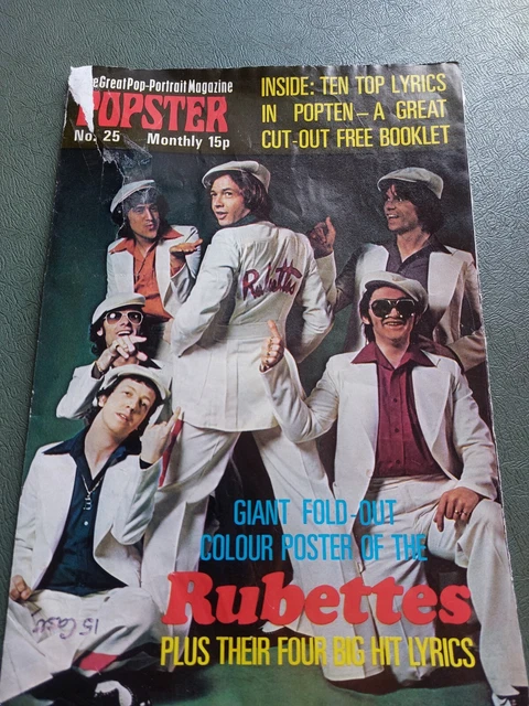 VINTAGE POPSTER MAGAZINE 1974 #25 RUBETTES Giant Poster Music Star ...