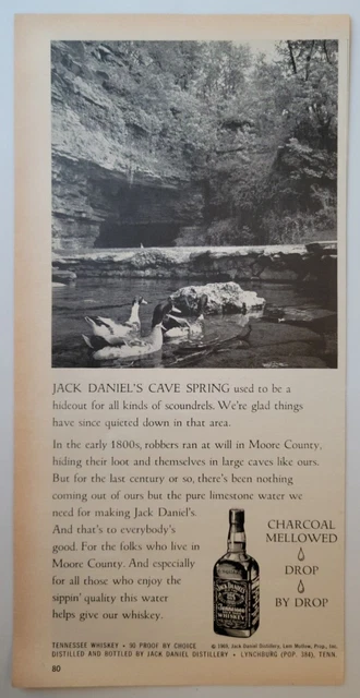 JACK DANIEL'S TENNESSEE Whiskey "Cave Spring Water" Ad 1969 Time 5.5x11 ...