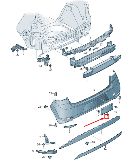 VW GOLF VII 5G MK7 Rear License Plate Holder 5G6807847C9B9 NEW GENUINE ...
