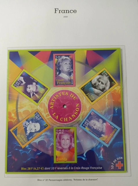 TIMBRE FRANCE N°YT BF 37 - Neuf ** année 2001 Artistes de la chanson ...