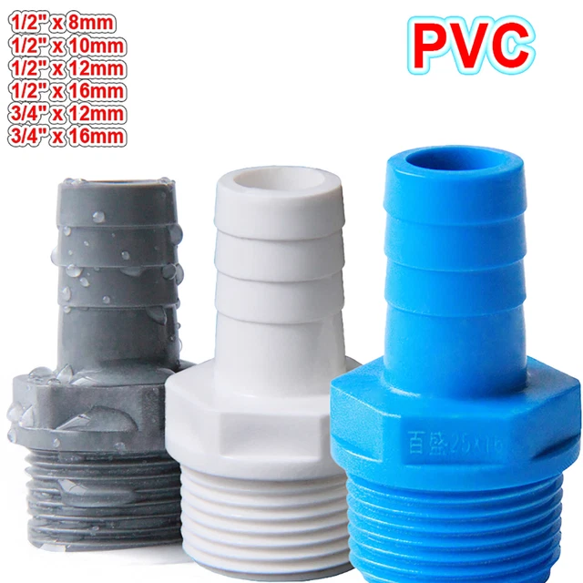 SCHLAUCHTÜLLE PVC FITTING Mit AG Schlauchnippel Druck Wasser Rohr Fittings 8 -16 EUR 1,42 ...