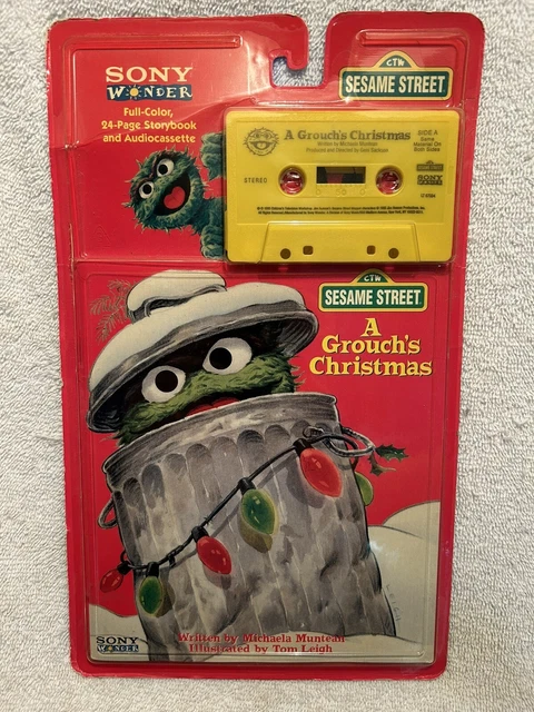 SESAME STREET SONY Wonder Cassette Tape & Book Grouch’s Christmas In ...