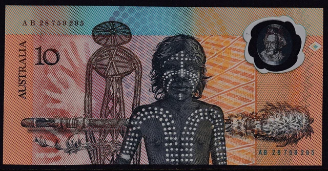 AUSTRALIA BANKNOTES: 1988 $10 Commemorative Note Prefix: Ab 28 759 295 ...