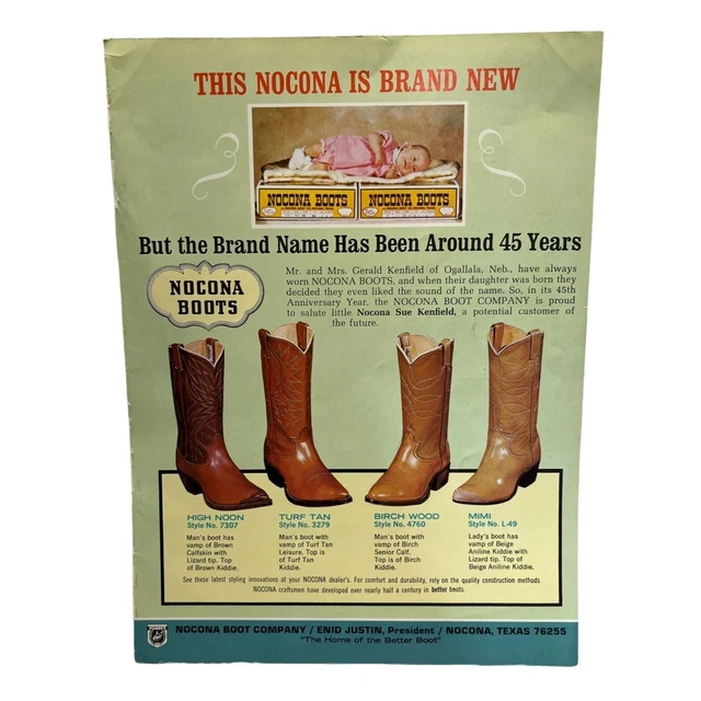 NOCONA BOOTS VTG Color Print Ad 1970 Western Cowboy Wear Texas £9.43 ...