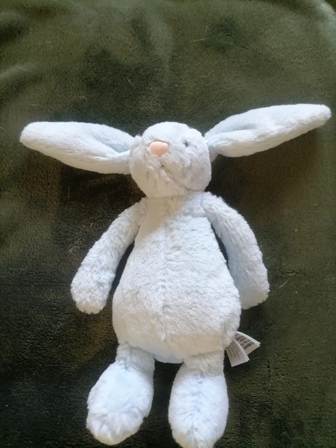 JELLYCAT SMALL BASHFUL Light Blue Bunny Rabbit Soft Toy with Rattle ...