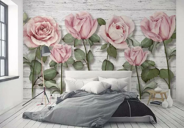 3D PINK ROSE Flower 22001NA Wallpaper Wall Murals Removable Wallpaper ...