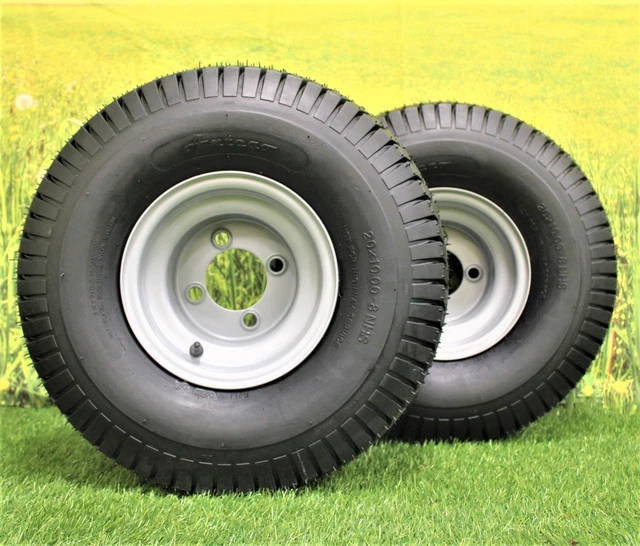 (SET OF 2) (ATW-001) 20x10.00-8 Tires & Wheels 4 Ply for Lawn & Garden ...